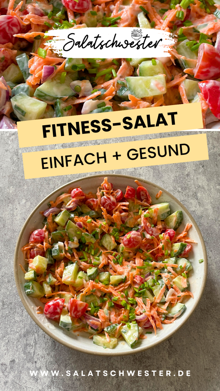 Fitness-Salat mit veganem Joghurtdressing und Karotten
