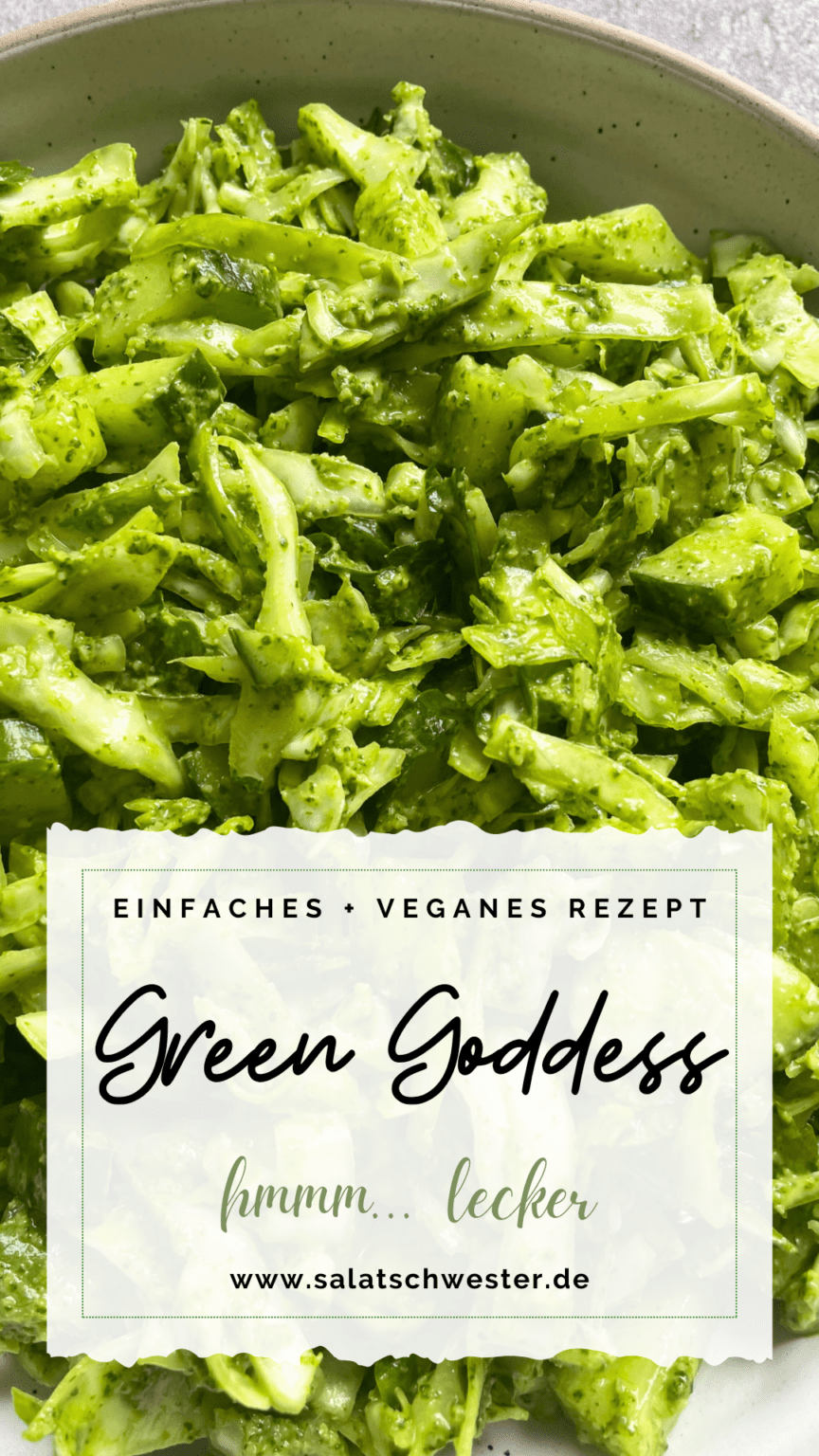 Green Goddess Salat mit Spitzkohl und Gurke veganes Rezept